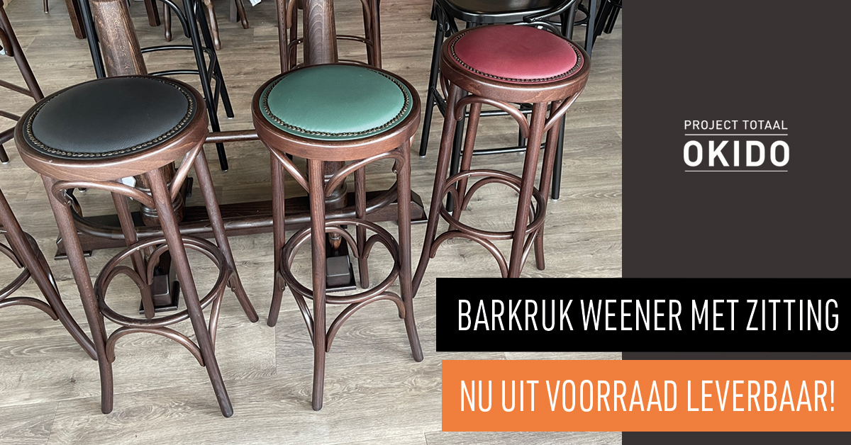 Barkruk Weener walnut met rode zitting - Okido B.V.